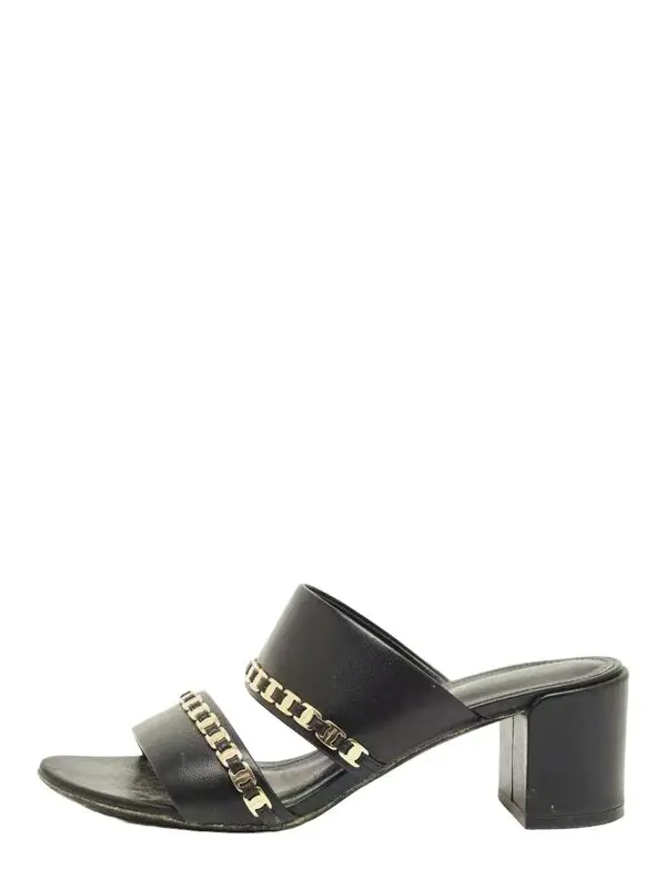 FERRAGAMO Chain-detail Leather Sandals - Black