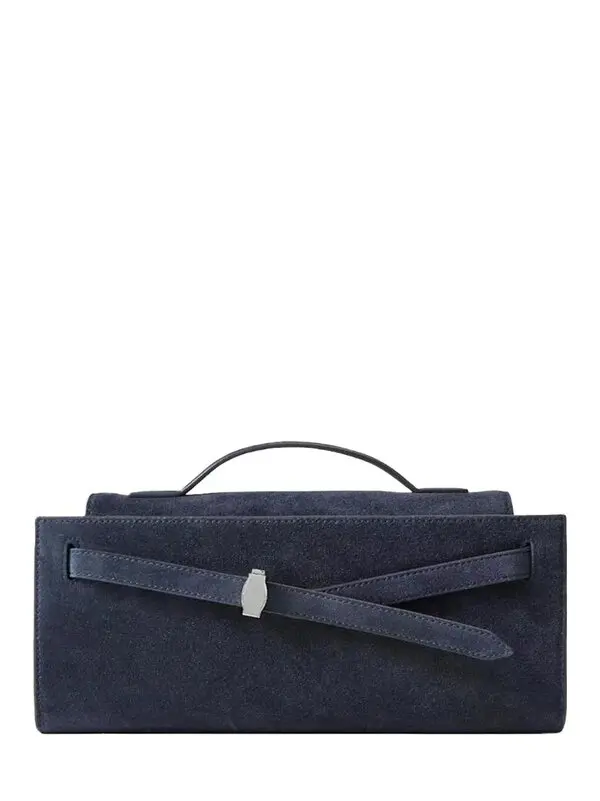 Veronica Beard Suede Clutch With Belt Detail - Blue