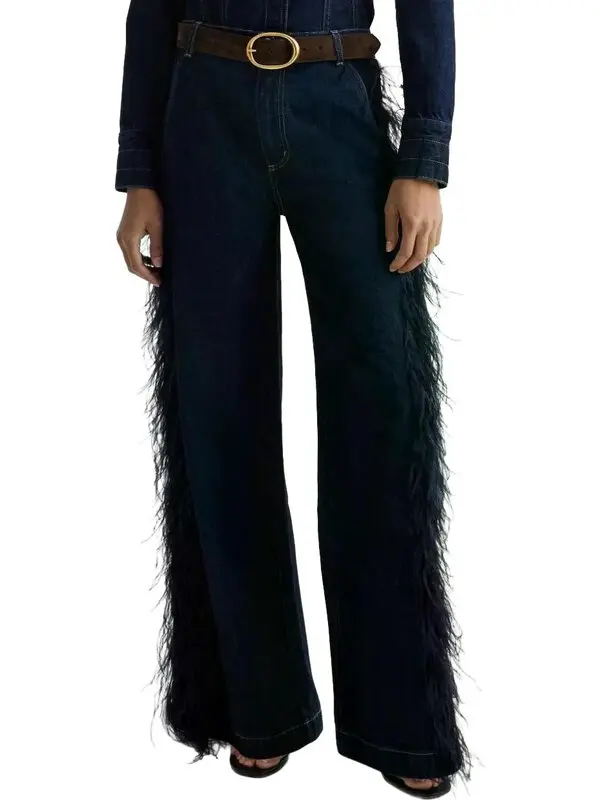 TWP Mott St. Feather-embellished Jeans - Blue