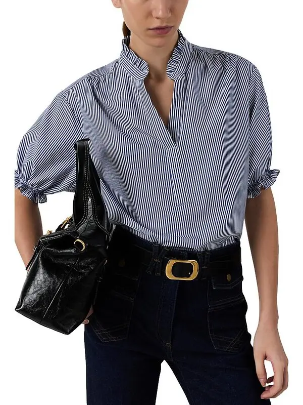 Gerard Darel Clee Ruffle Collar Blouse - Blue