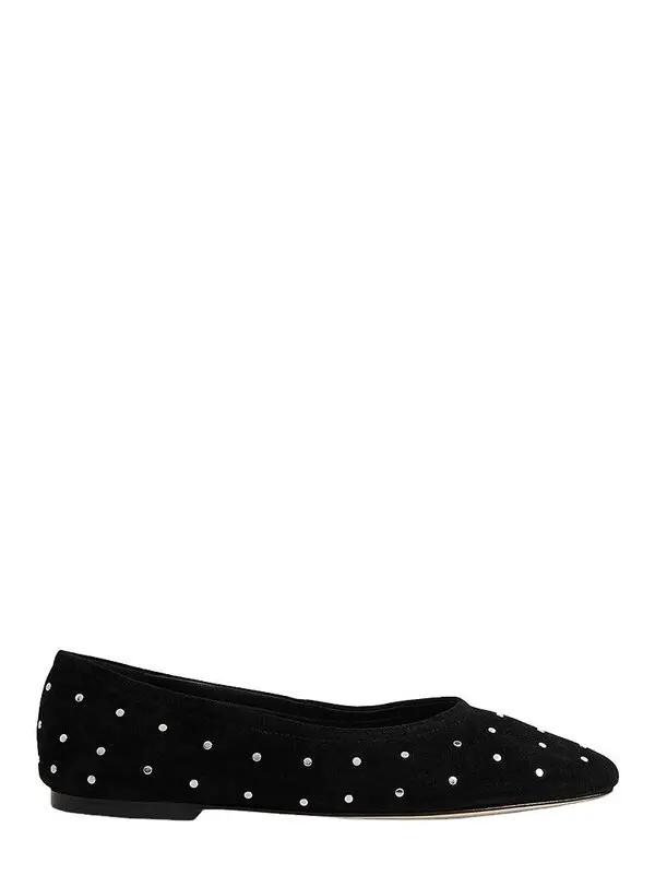 Whistles Karina Suede Studded Ballet Flats - Black