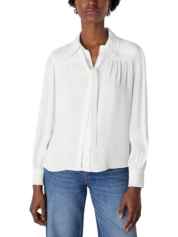 Whistles Tie Detail Crepe Blouse - Ivory
