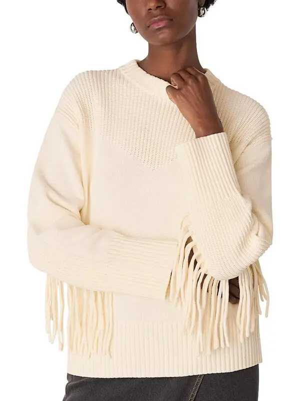 Whistles Fringe Rib Pullover - Ivory