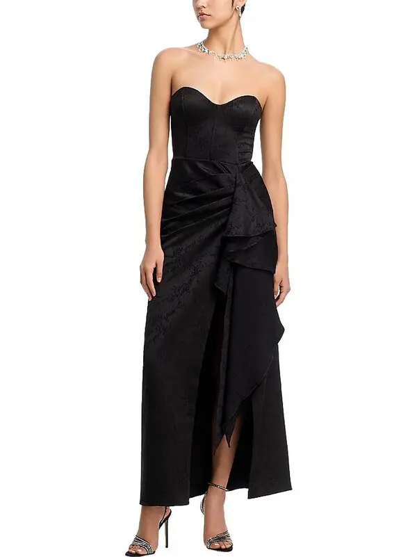 Aqua Strapless Draped Dress - Black