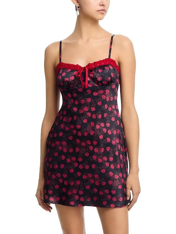 Aqua Mini Slip Dress - Black/red