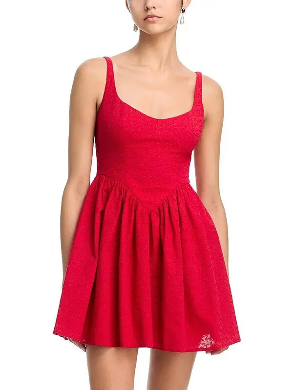 Aqua Scoop Neck Mini Dress - Red