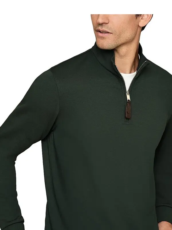 REISS Hale Quarter Zip Sweater - Dark Sage