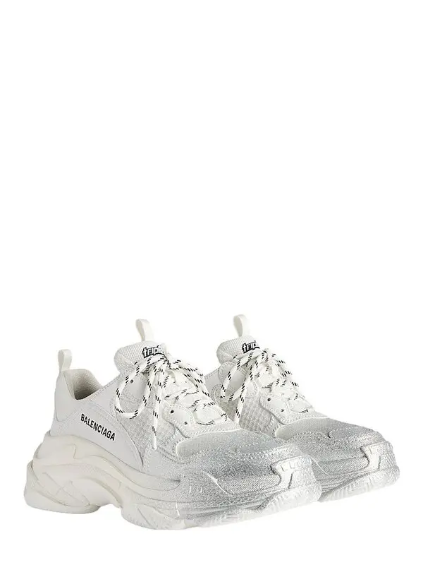 Balenciaga Triple S Glitter Spray Sneakers - White/silver