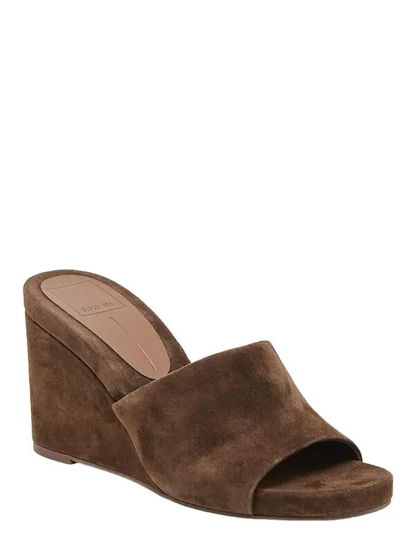 Dolce Vita Holta Wedge Sandals - Dark Brown Suede