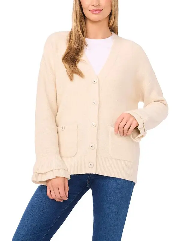 CECE DUPRAZ Ruffled Cuff Cardigan - Birch