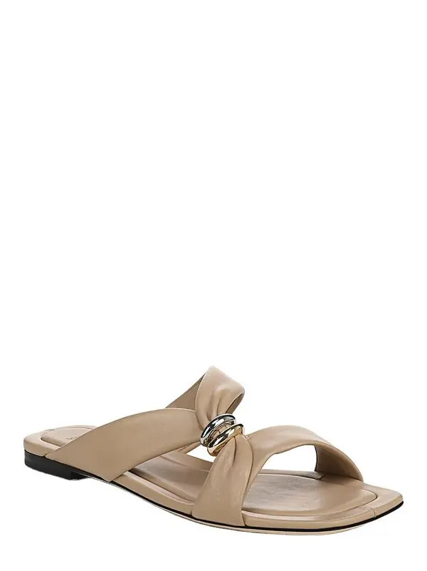 Vince Vilma Leather Slide Sandals - Warm Almond