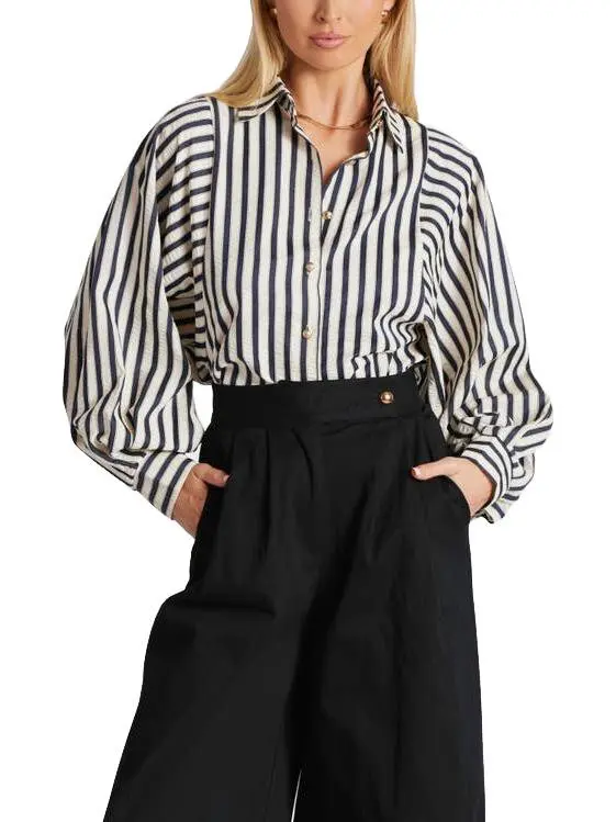 BISHOP + YOUNG Aly Dolman Sleeve Striped Top - Navy Stripe