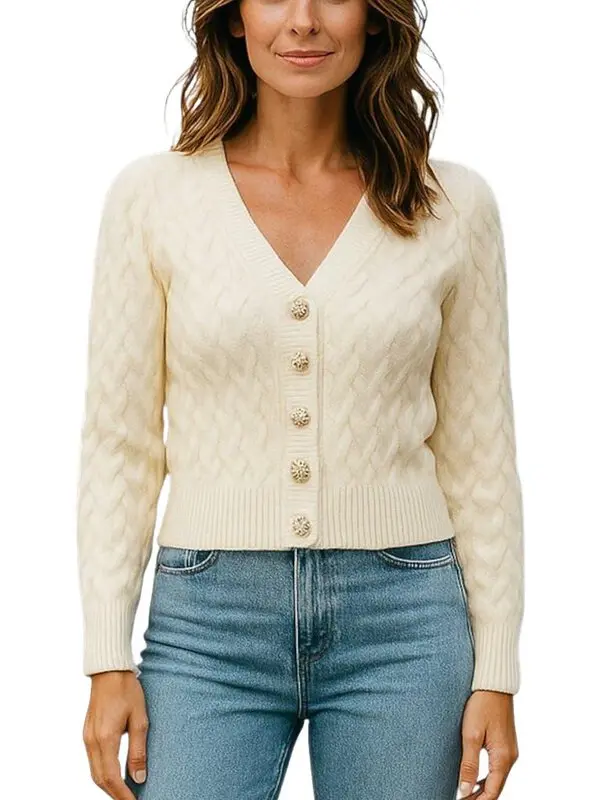 BISHOP + YOUNG Mckenzie Cable Knit Cardigan - Ivory