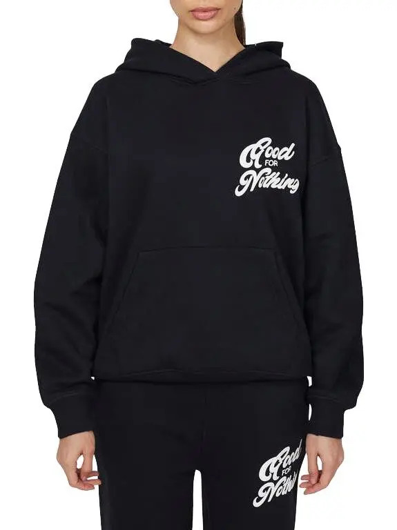 GOOD FOR NOTHING Relaxed Fit Hoodie With Logo - Black