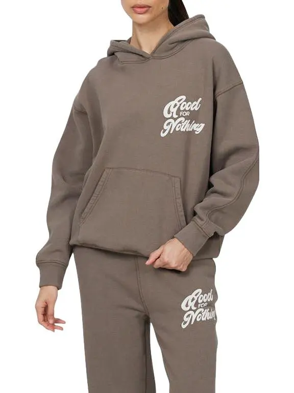 GOOD FOR NOTHING Relaxed Fit Hoodie With Logo - Brown