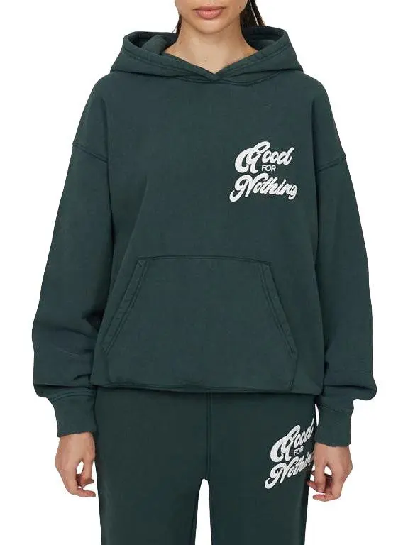 GOOD FOR NOTHING Relaxed Fit Hoodie With Logo - Green