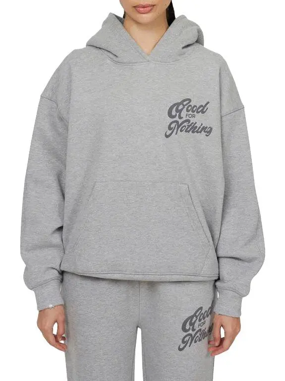 GOOD FOR NOTHING Relaxed Fit Hoodie With Logo - Grey