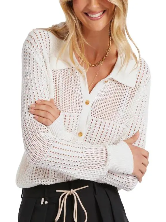 BISHOP + YOUNG Sporty Pointelle Cardigan - Ivory