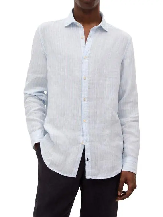 SCALPERS New Fancy Linen Shirt - Skyblue Stripes