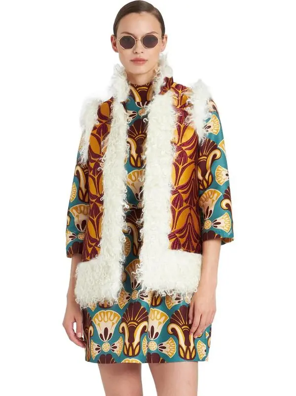 La DoubleJ Sleeveless Folk Jacket - Jacquard Papyrus Gold