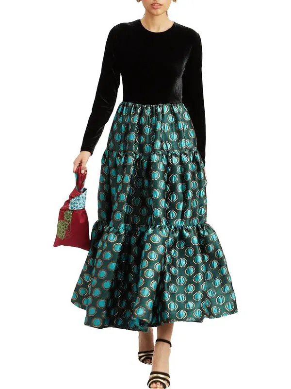 La DoubleJ Big Dress - Jacquard Winter Sun Emerald