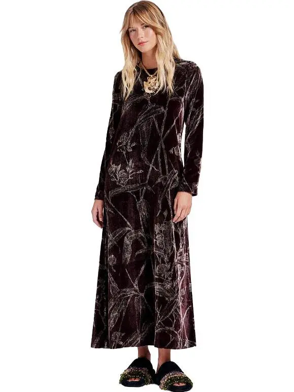 La DoubleJ Long Sleeve Swing Maxi Dress - Bamboo Burgundy