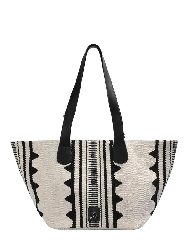 SCALPERS Fab Stripes Raffia Tote Bag - White-black