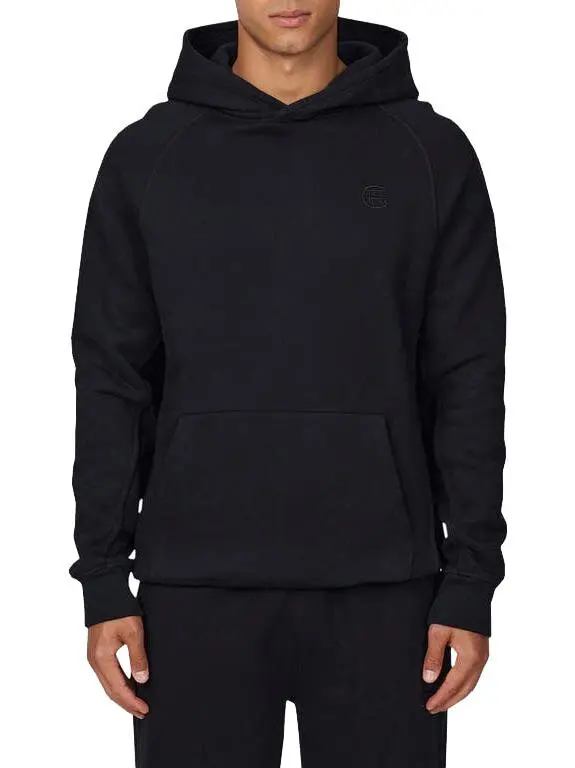 GOOD FOR NOTHING Ribbed Emblem Pullover Hoodie - Black