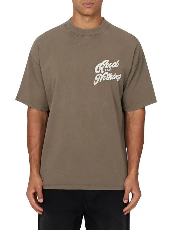 GOOD FOR NOTHING Funk Oversized T-shirt - Brown