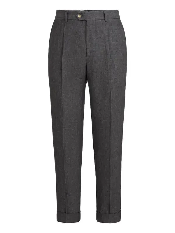 Brunello Cucinelli Délavé Linen Trousers - Anthracite