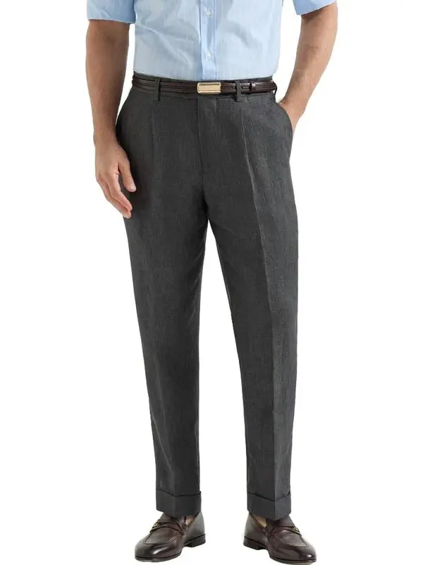 Brunello Cucinelli Délavé Linen Trousers - Anthracite