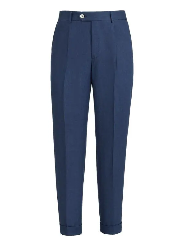 Brunello Cucinelli Délavé Linen Trousers - Navy Blue