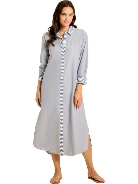 SITANO Riga Striped Cotton Shirt Dress - Navy Stripes