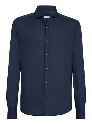 Brunello Cucinelli Spread Collar Shirt - Azure