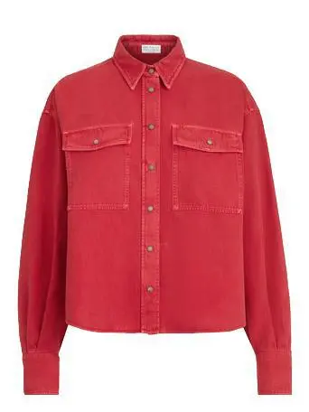 Brunello Cucinelli Garment-dyed Cover Shirt - Red