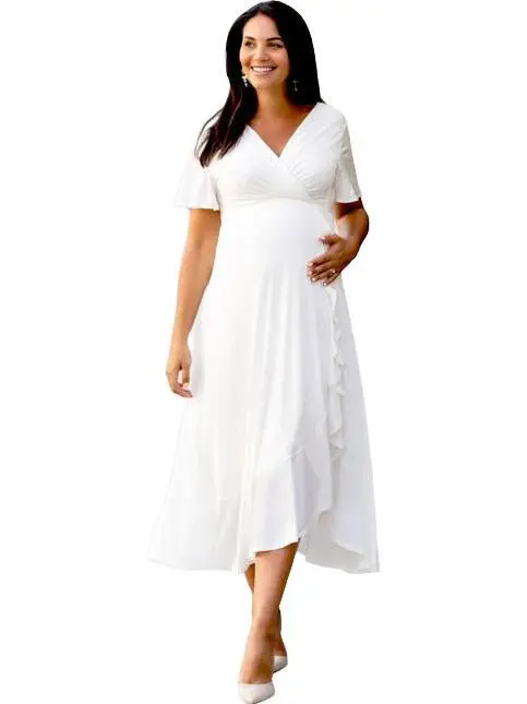 TIFFANY ROSE MATERNITY Waterfall Midi Maternity Dress - Ivory