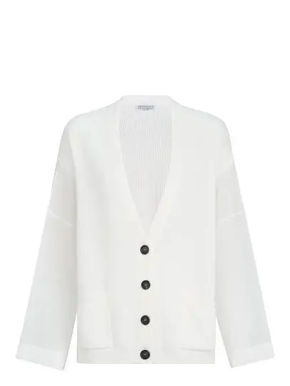 Brunello Cucinelli Rib Knit Cardigan - White