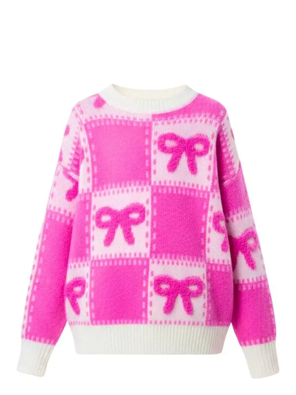 MIA BELLE GIRLS Knit Bow Sweater - Pink