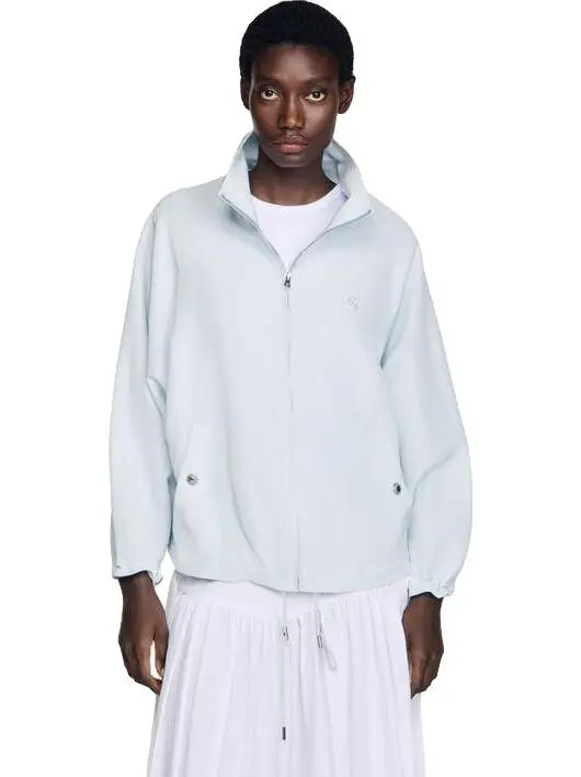 Sandro Embroidered Oversized Jacket - Sky Blue