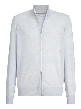 Brunello Cucinelli Cashmere And Silk Cardigan - Pale Blue