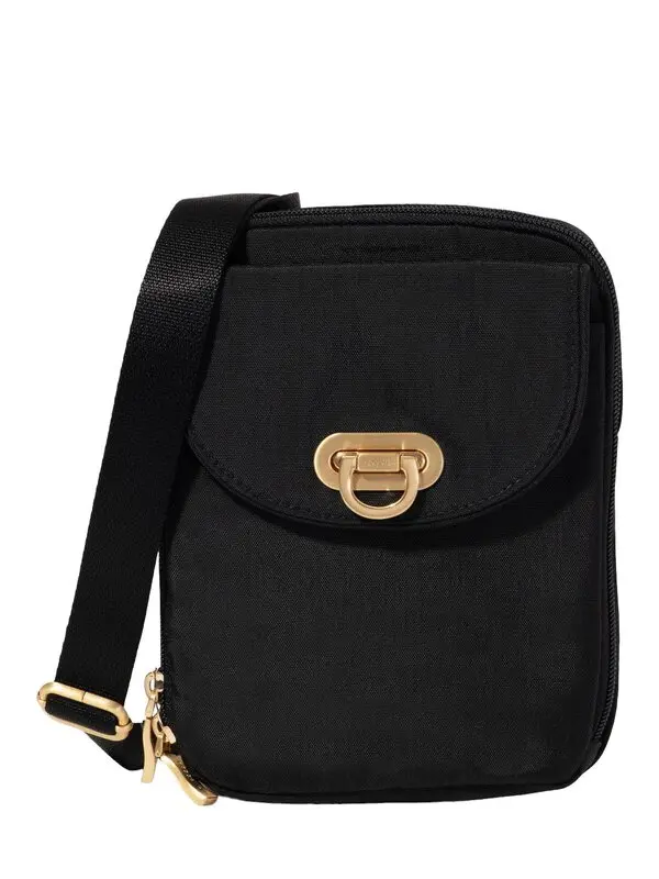 BAGGALLINI Coastal Flip Lock Venture Crossbody - Black W/gold Hardware