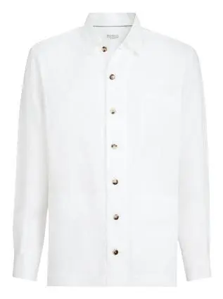 Brunello Cucinelli Linen Guayabera - White