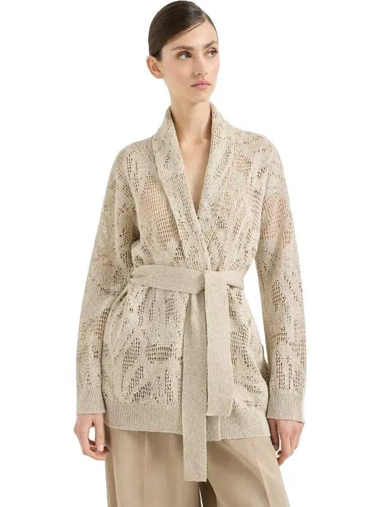 Brunello Cucinelli Linen And Cotton Knit Cardigan - Beige