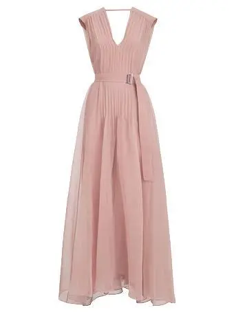 Brunello Cucinelli Crispy Silk Dress With Monili - Pink
