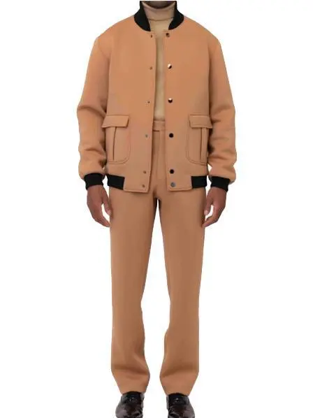 CHUKS COLLINS Neoprene Jacket & Pant Set - Brown