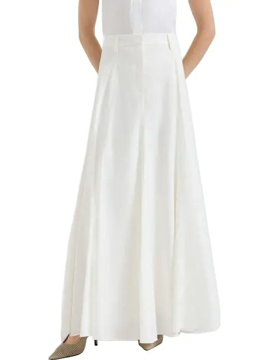 Brunello Cucinelli Flared Skirt With Monili - White