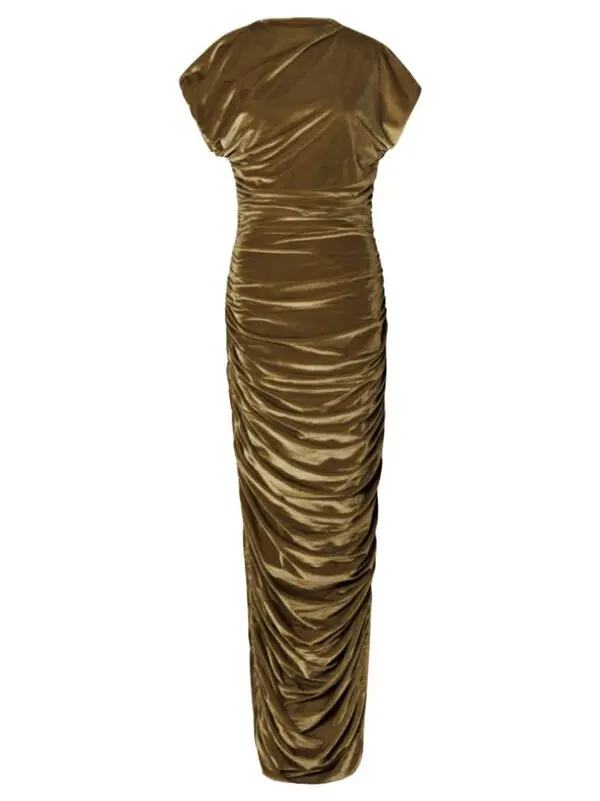 CHUKS COLLINS Angelina Silk Velvet Gown - Olive Green
