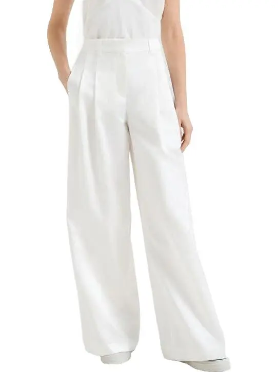 Brunello Cucinelli Loose Pleated Trousers - White