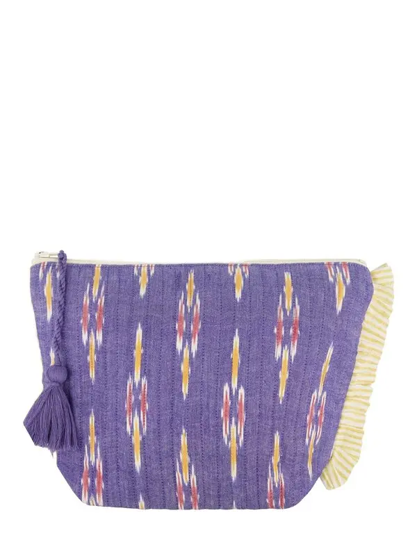 MER ST. BARTH La Plage Ruffle Ikat Pouch - Chambray