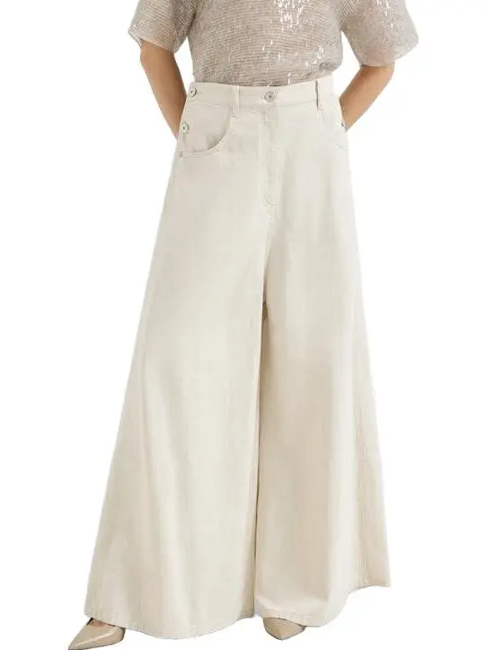 Brunello Cucinelli Wide Sailor Trousers - Ecru